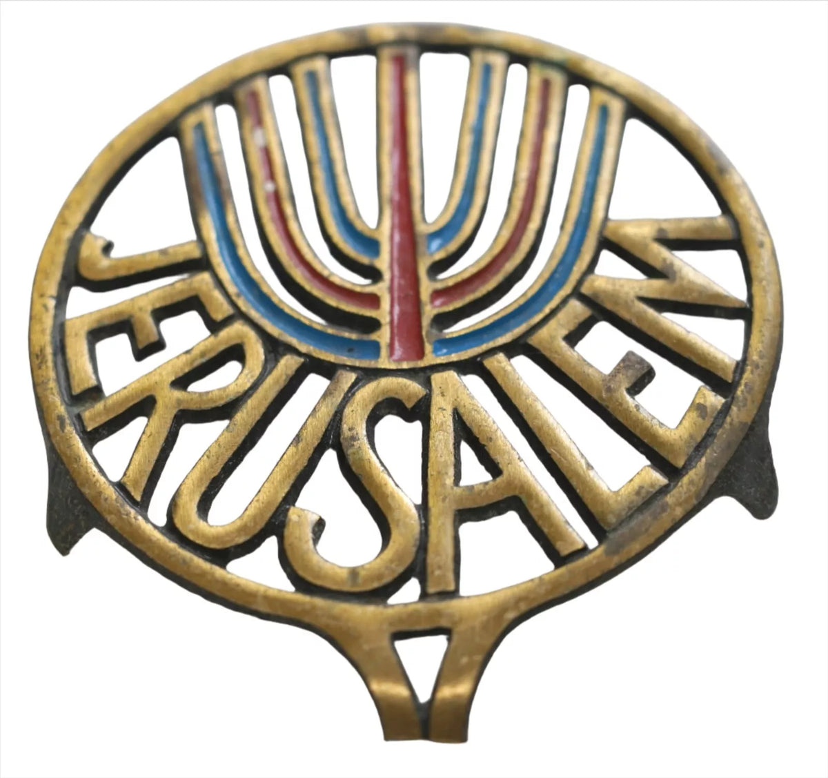 Judaica Vintage Hen Holon Brass Footed Trivet Hot Pot Stand Israel 196 ...